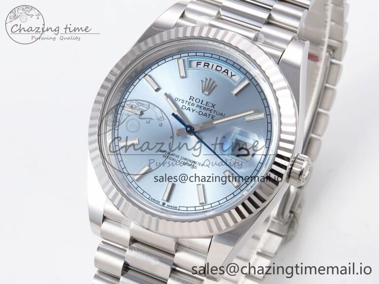 Day Date 40 SS 228236 THBF 1:1 Best Edition Ice-Blue Stick Dial on ...