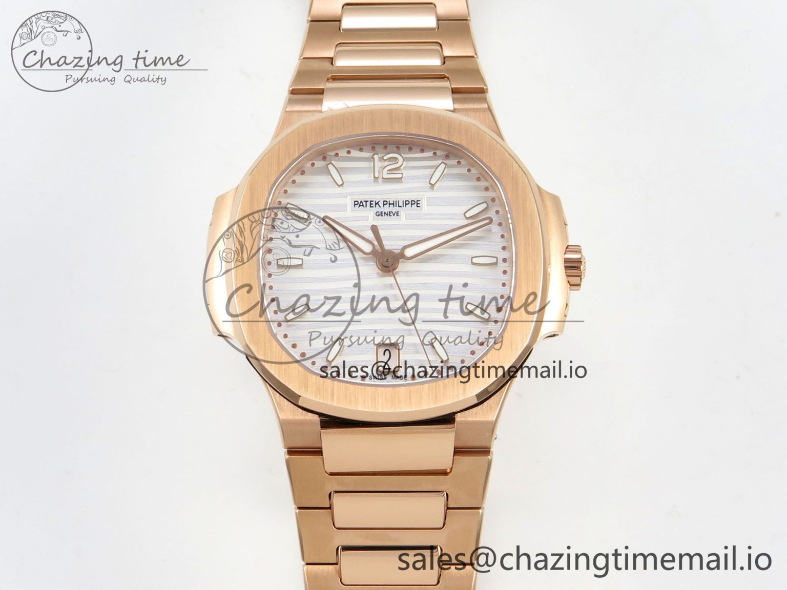 Nautilus 7118 RG Ladies DDF 1:1 Best Edition Silver Dial on RG Bracelet ...