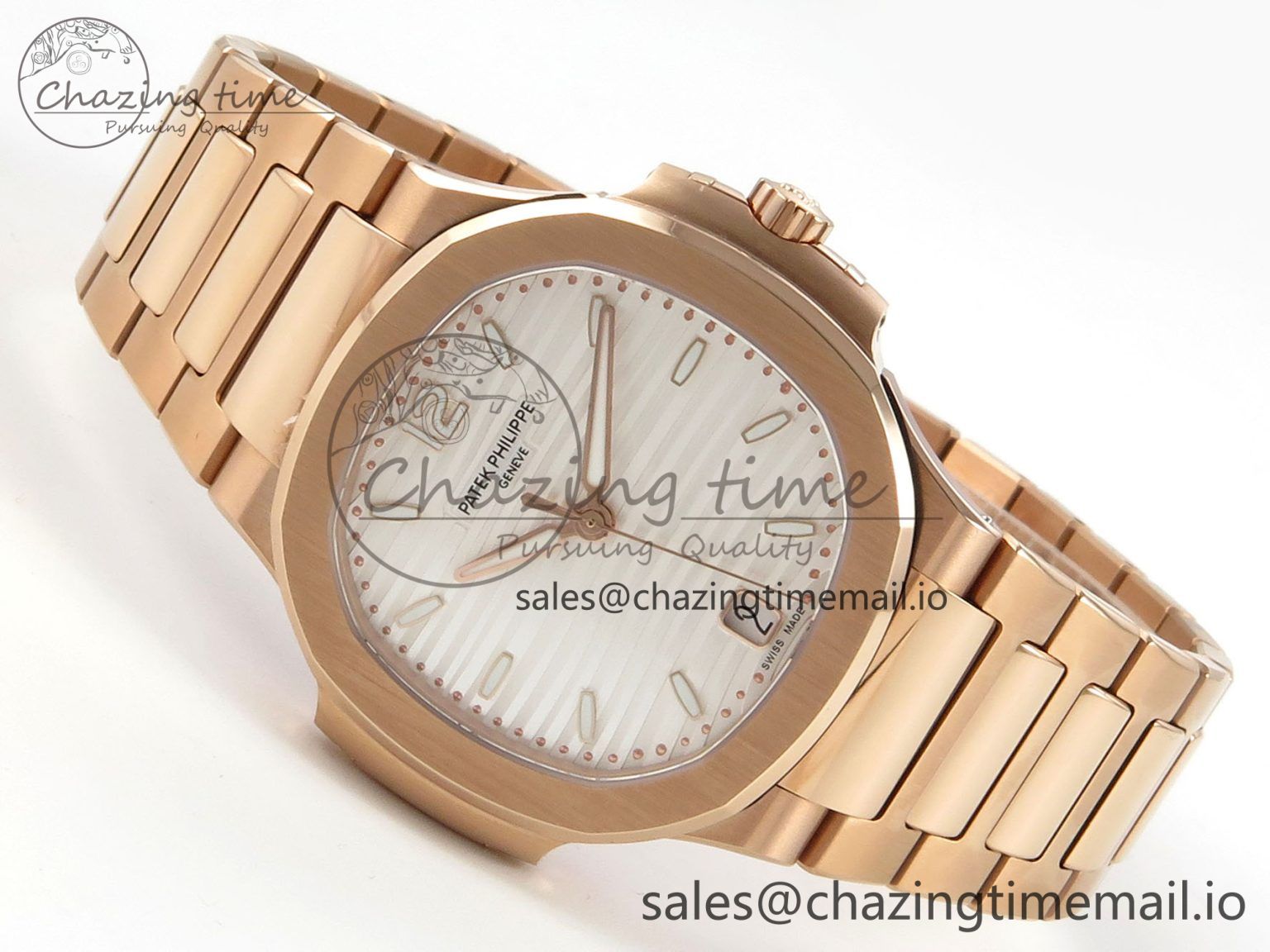 Nautilus 7118 RG Ladies DDF 1:1 Best Edition Silver Dial on RG Bracelet ...