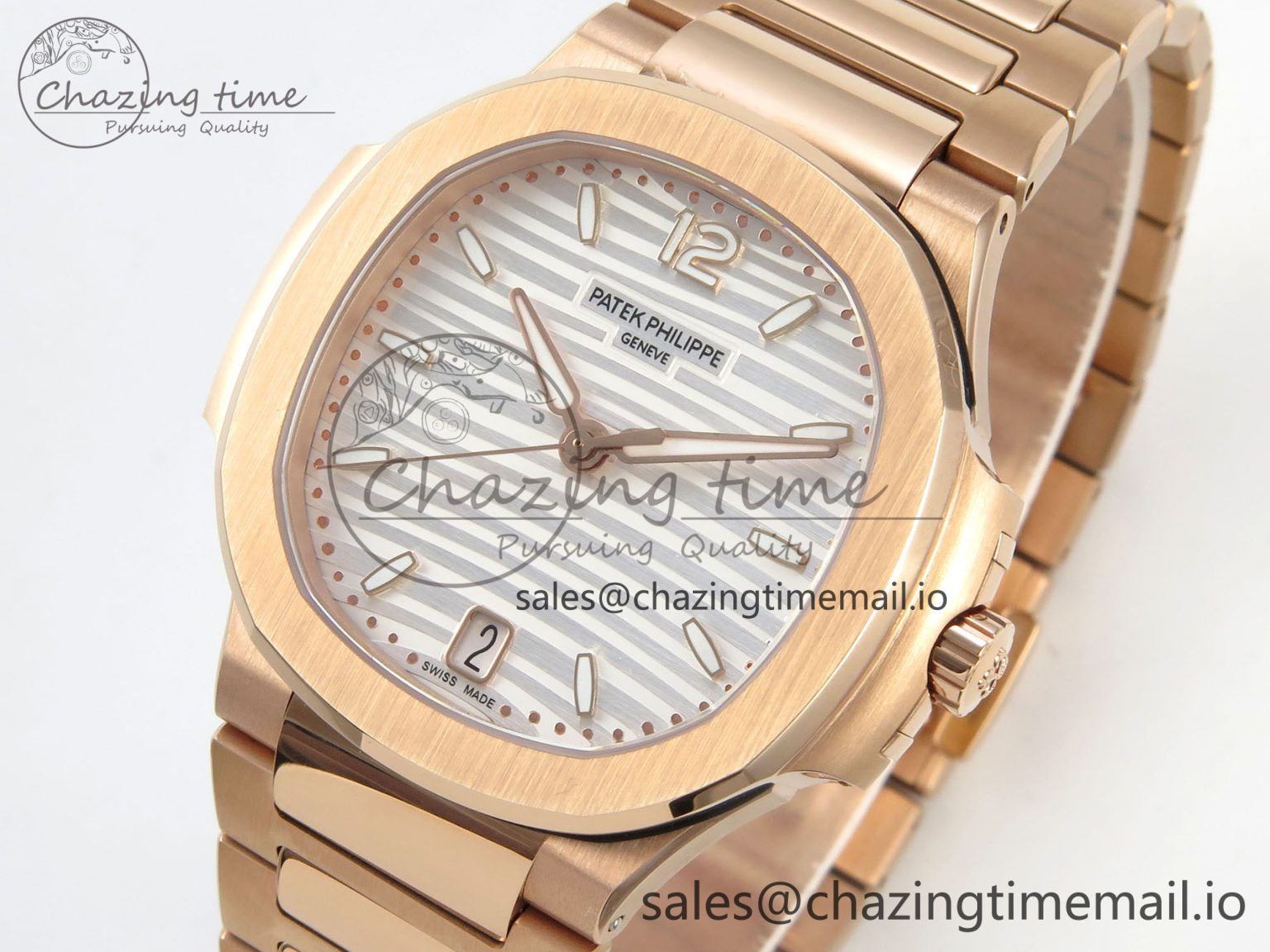 Nautilus 7118 RG Ladies DDF 1:1 Best Edition Silver Dial on RG Bracelet ...