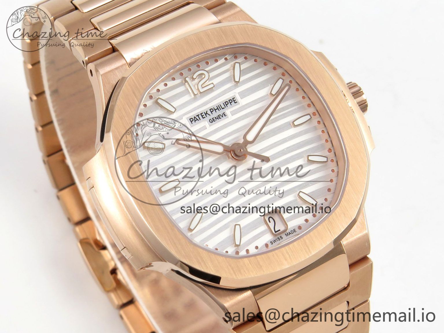 Nautilus 7118 RG Ladies DDF 1:1 Best Edition Silver Dial on RG Bracelet ...